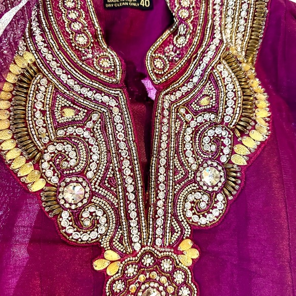 Kurtas | Indian Churidaar Dress W Dupatta Plum Color And Work In Daaman Neck And Back | Poshmark